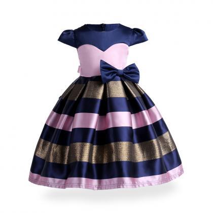 Fasion Pink And Blue Cap Sleeve Flower Girl Dresses For Weddings With ...