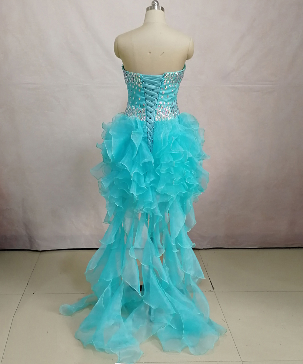 Elegant Long Turquoise High Low Prom Dresses Sexy Evening Dresses 2018 ...