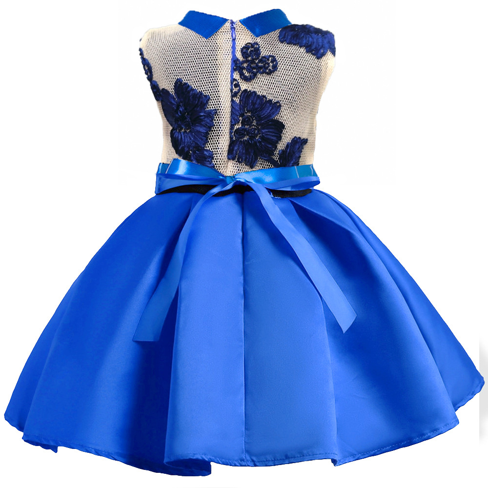 2018 Blue Girls Dresses For Party And Wedding,elegant Satin Flower Girl ...