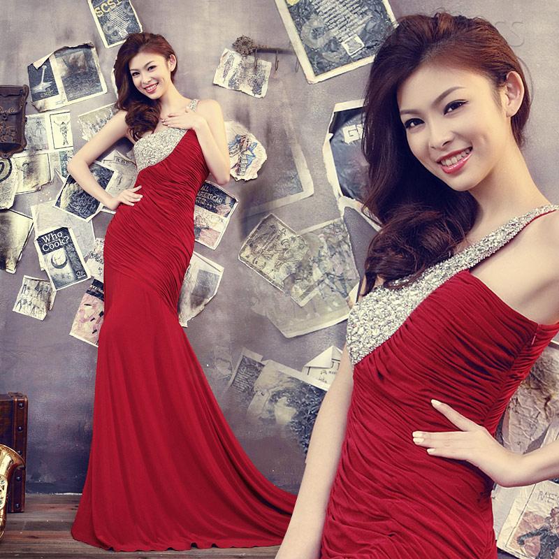 Prom Dresses 2015,,evening Dresses 2015, Red One Shoulder Prom Dresses ...