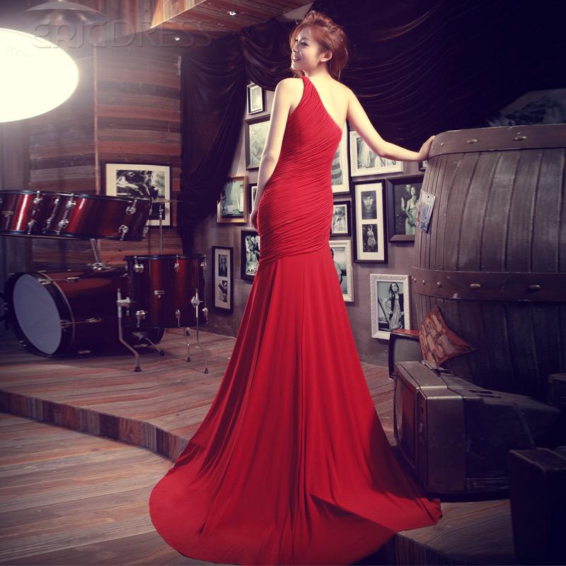 Prom Dresses 2015,,evening Dresses 2015, Red One Shoulder Prom Dresses ...