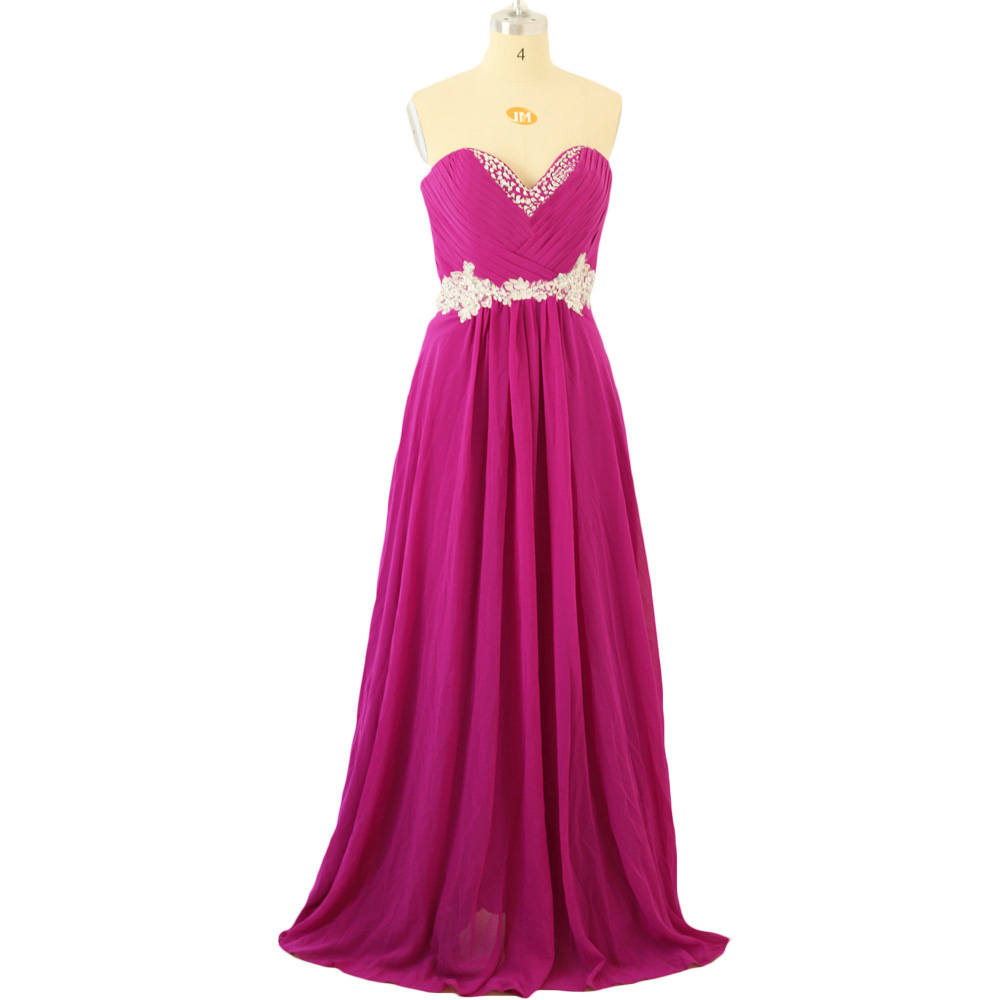 2019 Fuschia Prom Dresses,long Strapless Prom Dresses,a Line Chiffon ...