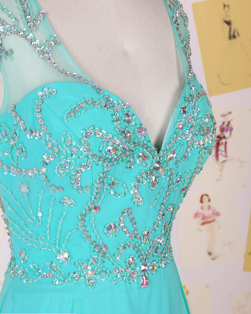 2016 Turquoise Prom Dresses Strapless Backless Chiffon Evening Dresses ...