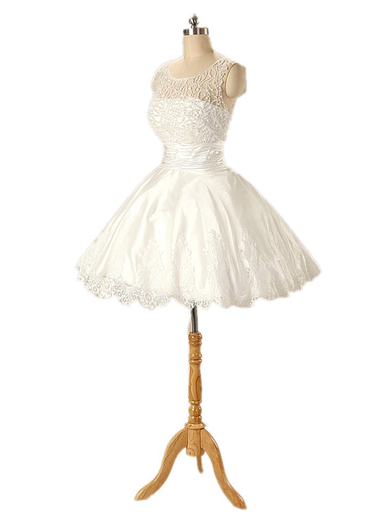 White Scoop Neckline Beaded Homecoming Dresses With Deep V Back And ...