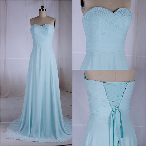 Light Blue Prom Dresses,prom Dress,simple Ruched Prom Gowns,charming ...