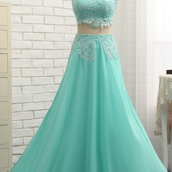 Prom Dress,two Piece Prom Dress,a-line Prom Dresses,long Elegant Prom ...