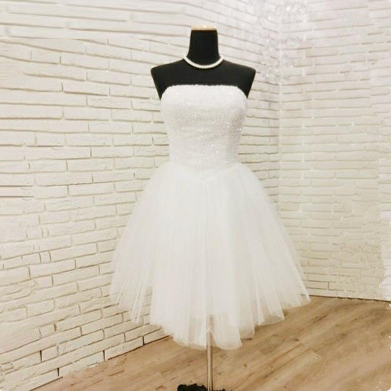 2018 Short White Tulle Beaded Prom Dress , Graduation Dresses 2018 ...