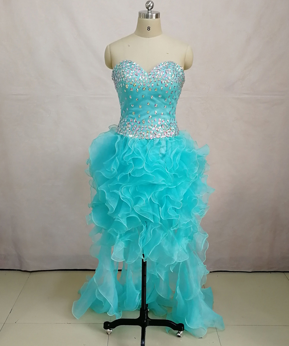 Elegant Long Turquoise High Low Prom Dresses Sexy Evening Dresses 2018 ...