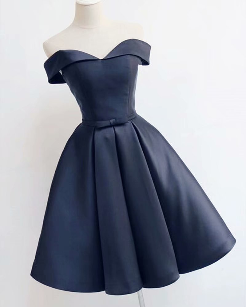 Short Prom Dresses 2018 Strapless Vintage Navy Blue Dress For ...