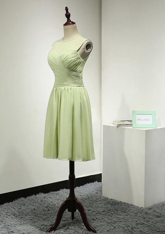 Short Bridesmaid Dresses,2016 Sexy Short Sage Green Scoop Chiffon Prom ...